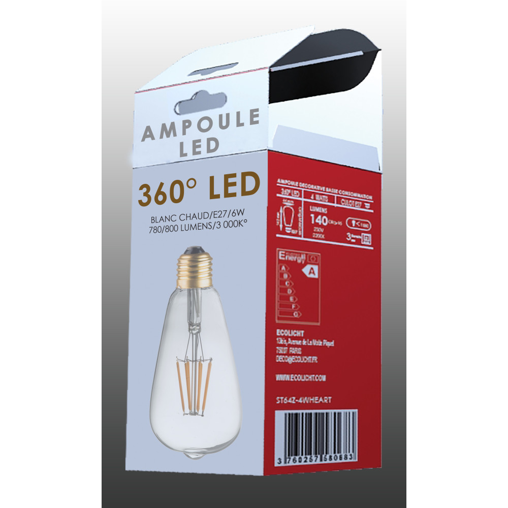 Ampoule Lampe Déco à filament ST64 E27 dim.